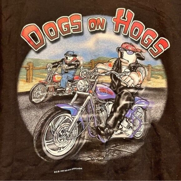 Big Dogs | Shirts | Big Dogs Tee Dogs On Hogs 999 Vintage 9s Mens Short ...